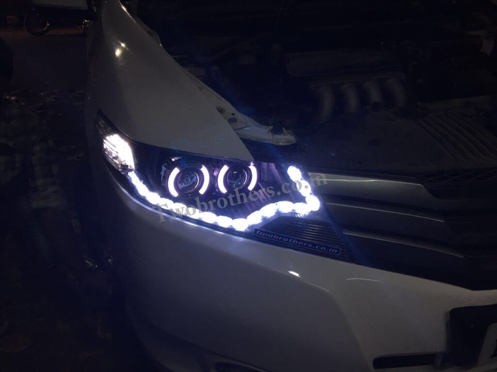 Honda City Old Ivtech Dual Biled Projector Lamps With Audi Led DRL ...