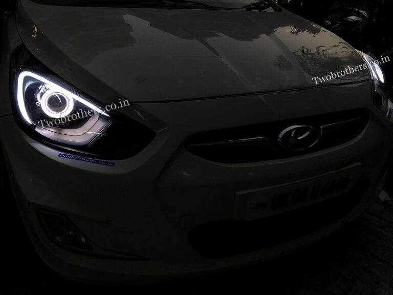 Verna Fluidic Projector Headlights with Audi Style DRL V2 - Car ...